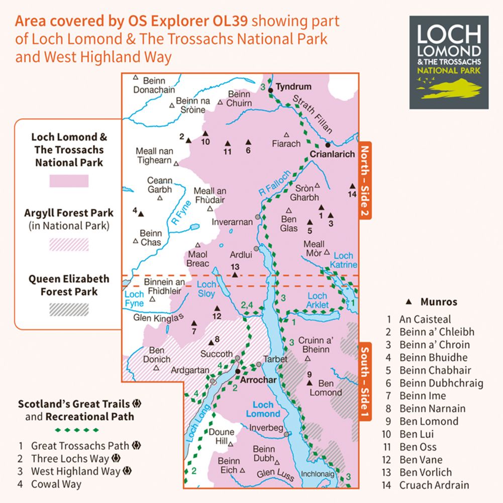 Ordnance Survey Explorer Map OL 39 Loch Lomond North – Summits Outdoor