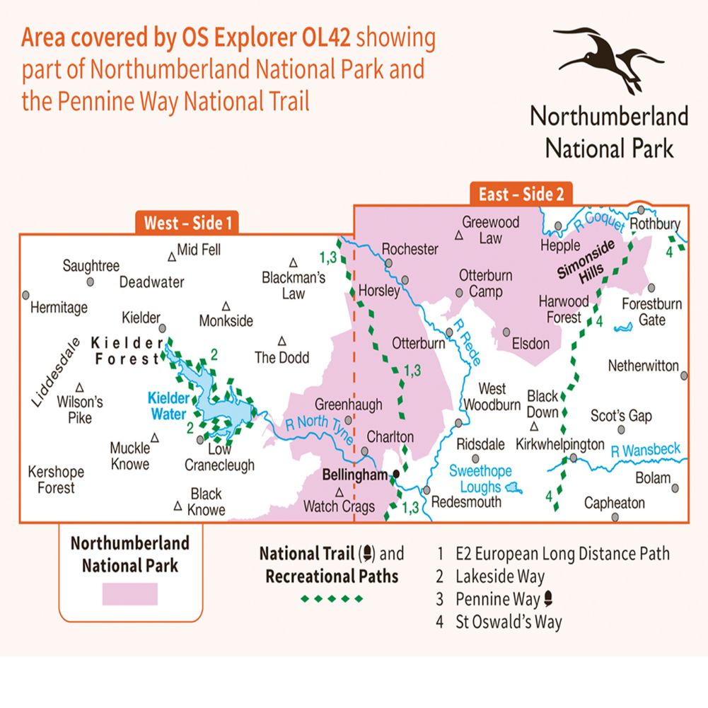 Ordnance Survey Map OL 42 Kielder Water & Forest – Summits Outdoor