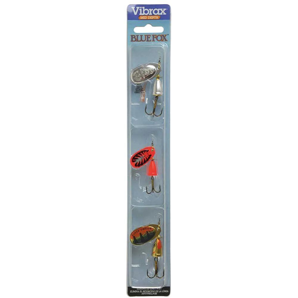 Blue Fox Kit Vibrax Predator Fishing Spinners (Orange Tiger/Silver/Per ...