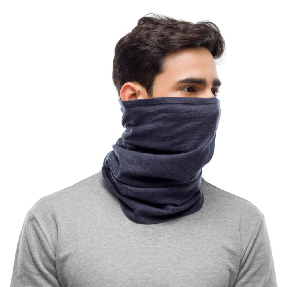 Buff Midweight Merino Wool Neckwarmer/Facecover ( Melange - Night Blue ...