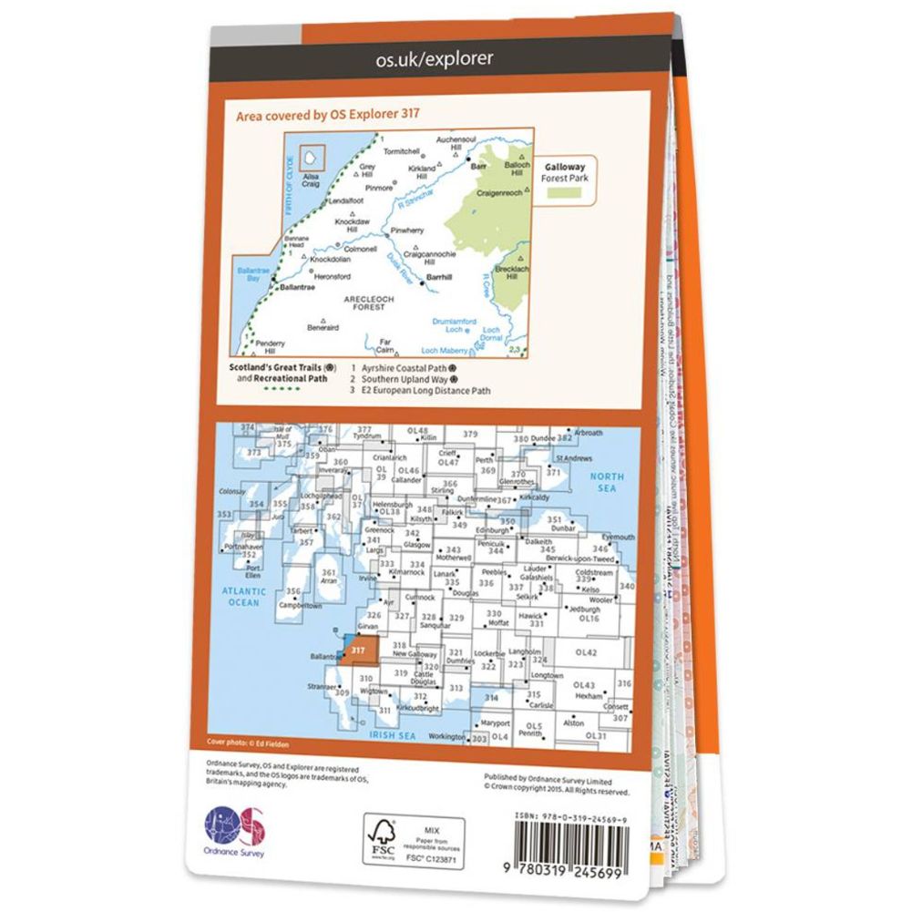 Ordnance Survey Explorer 317 Map of Ballantrae, Barr & Barrhill ...