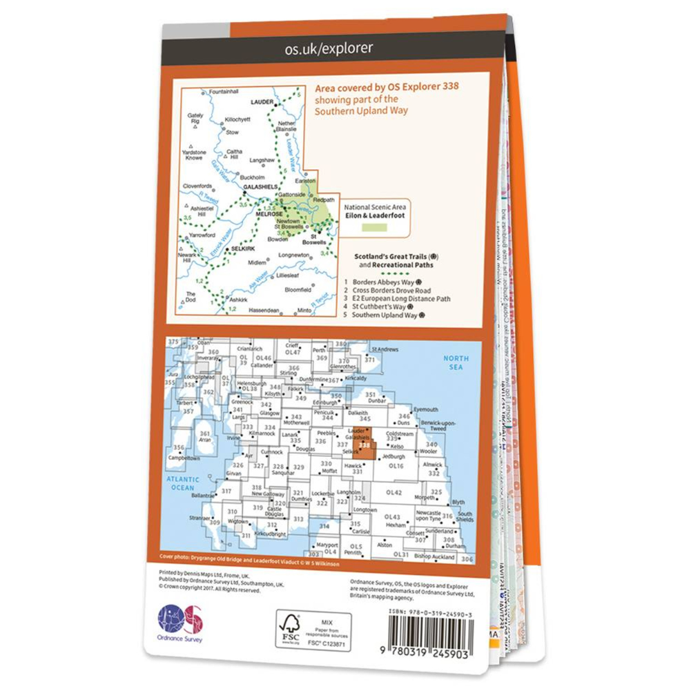 Ordnance Survey Explorer Map 338 Galashiels, Selkirk & Melrose ...