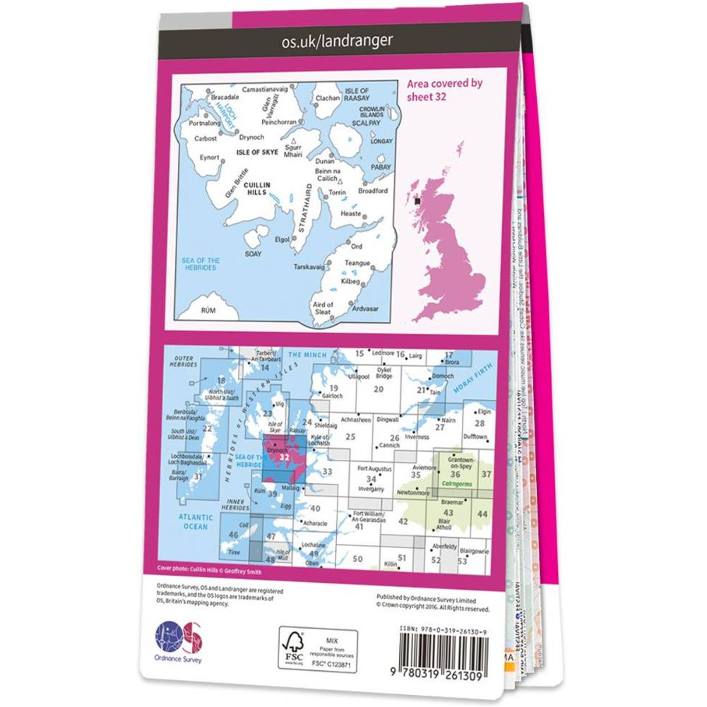 Ordnance Survey Landranger Map 32 South Skye & Cuillin Hills – Summits ...