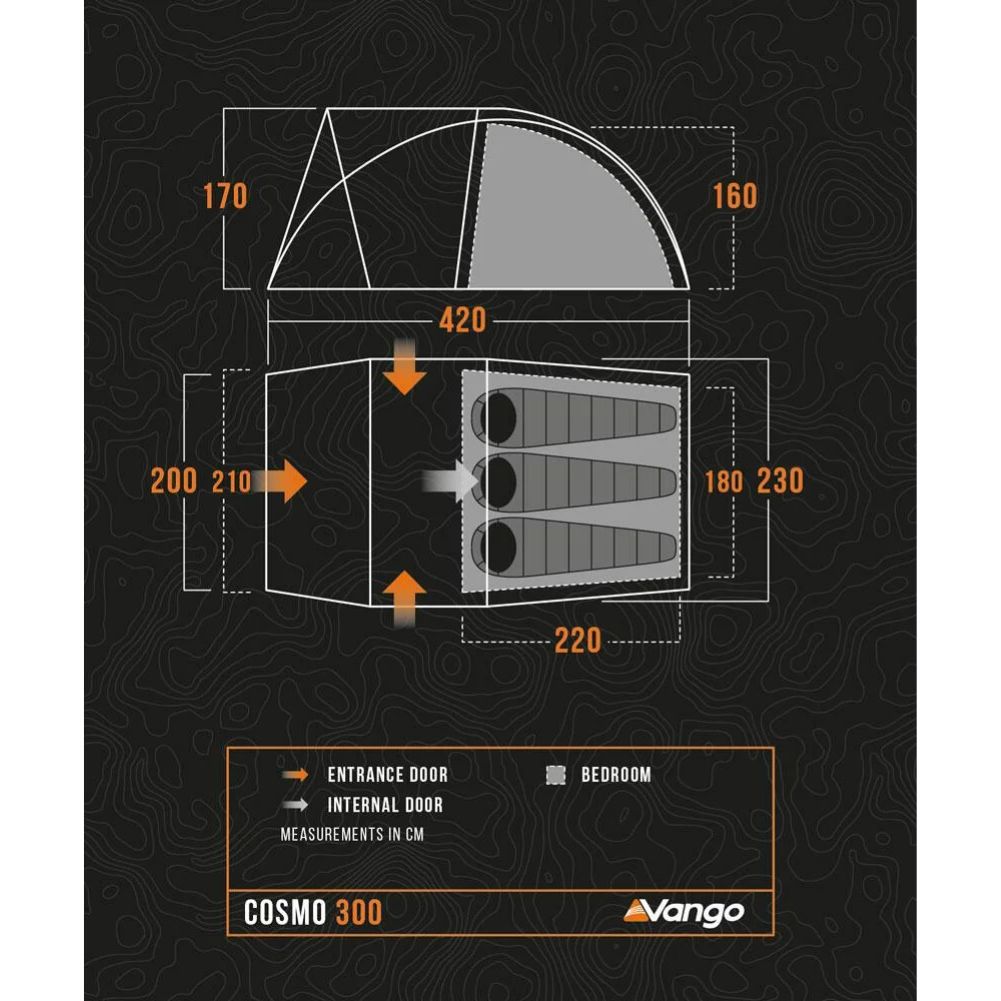 Vango Cosmos 300 Tent - 3-Man Tent (Pamir Green) – Summits Outdoor