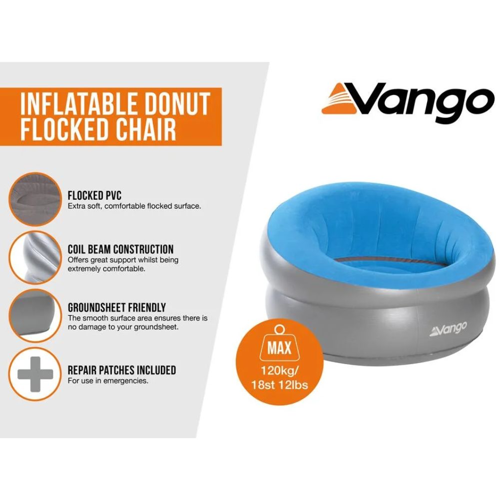 Vango Inflatable Donut Flocked Chair (Nocturne Grey) – Summits Outdoor